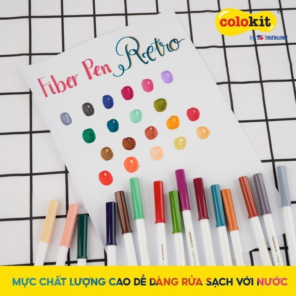 Bộ bút lông fiber pen 20 màu Retro Thiên Long SWM-C009 ngòi nón vintage ...