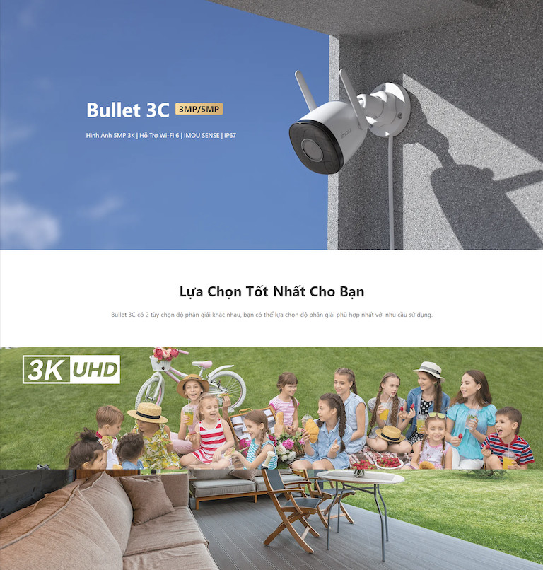 Camera Wifi ngoài trời Imou Bullet 3C I 3MP/5MP I IPC-S3DP-3M0WJ I ...