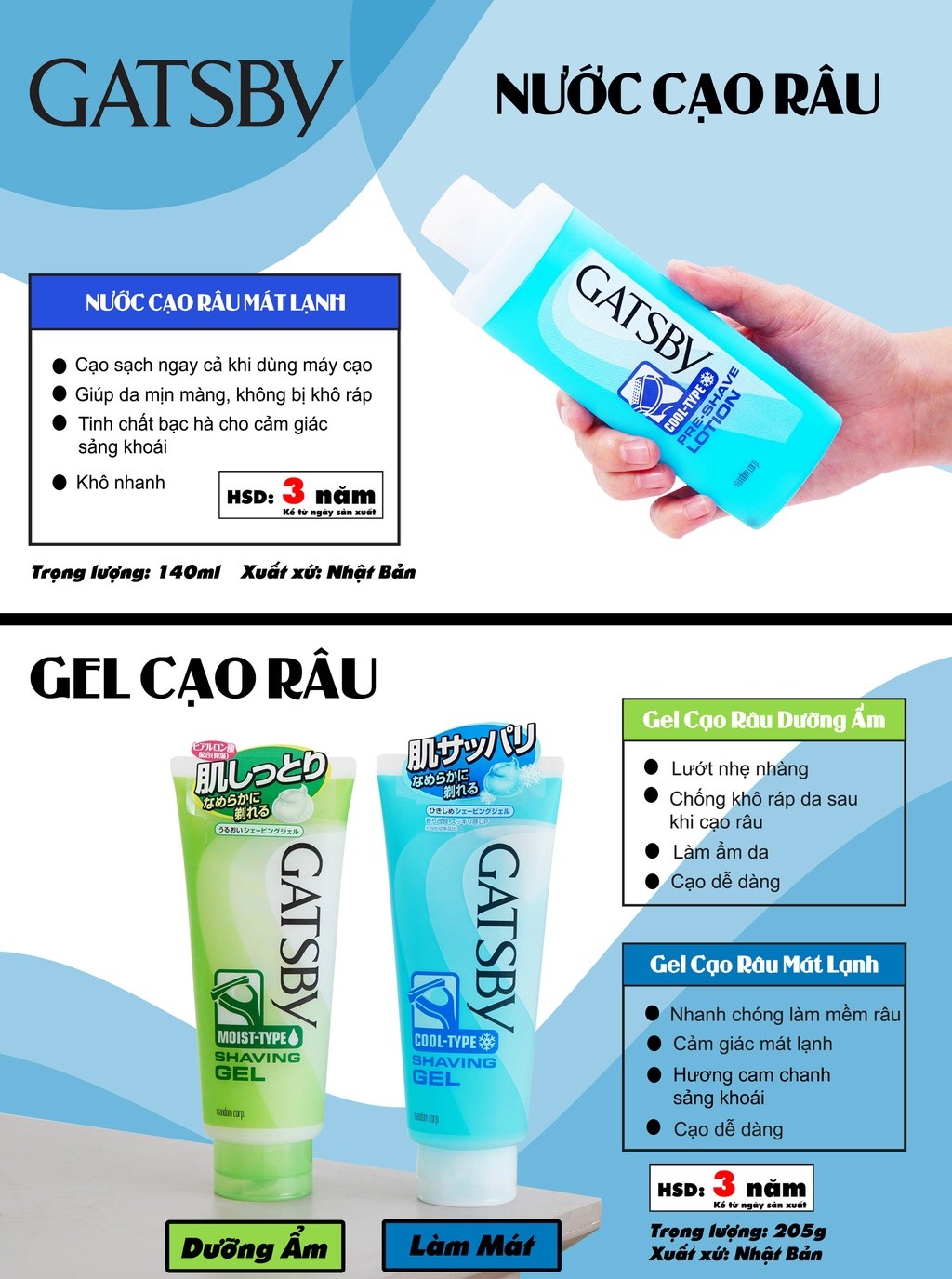 Gel cạo râu GATSBY N Moist 205g - Dưỡng ẩm | Shopee Việt Nam