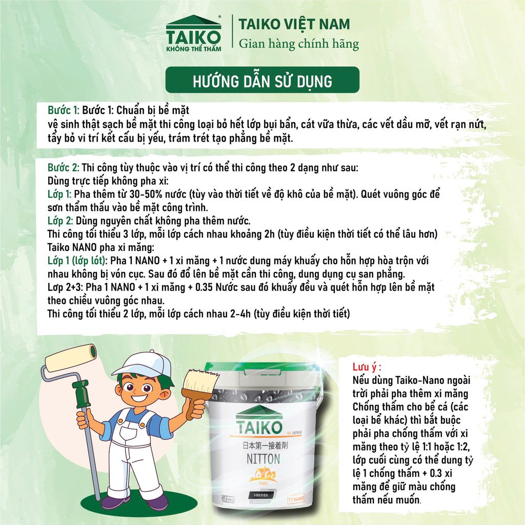 Sơn Chống Thấm Nhật Bản TAIKO NITTON | Xử Lý Vết Nứt Mái, Sàn Vệ Sinh ...