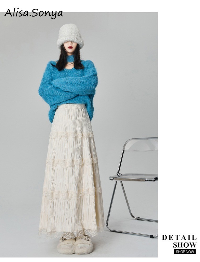 Alisa.Sonya 4 Lớp Maxi Ren Chân Váy Nữ Cơ Bản Tăm Lạnh Suông Dập Ly Tôn ...