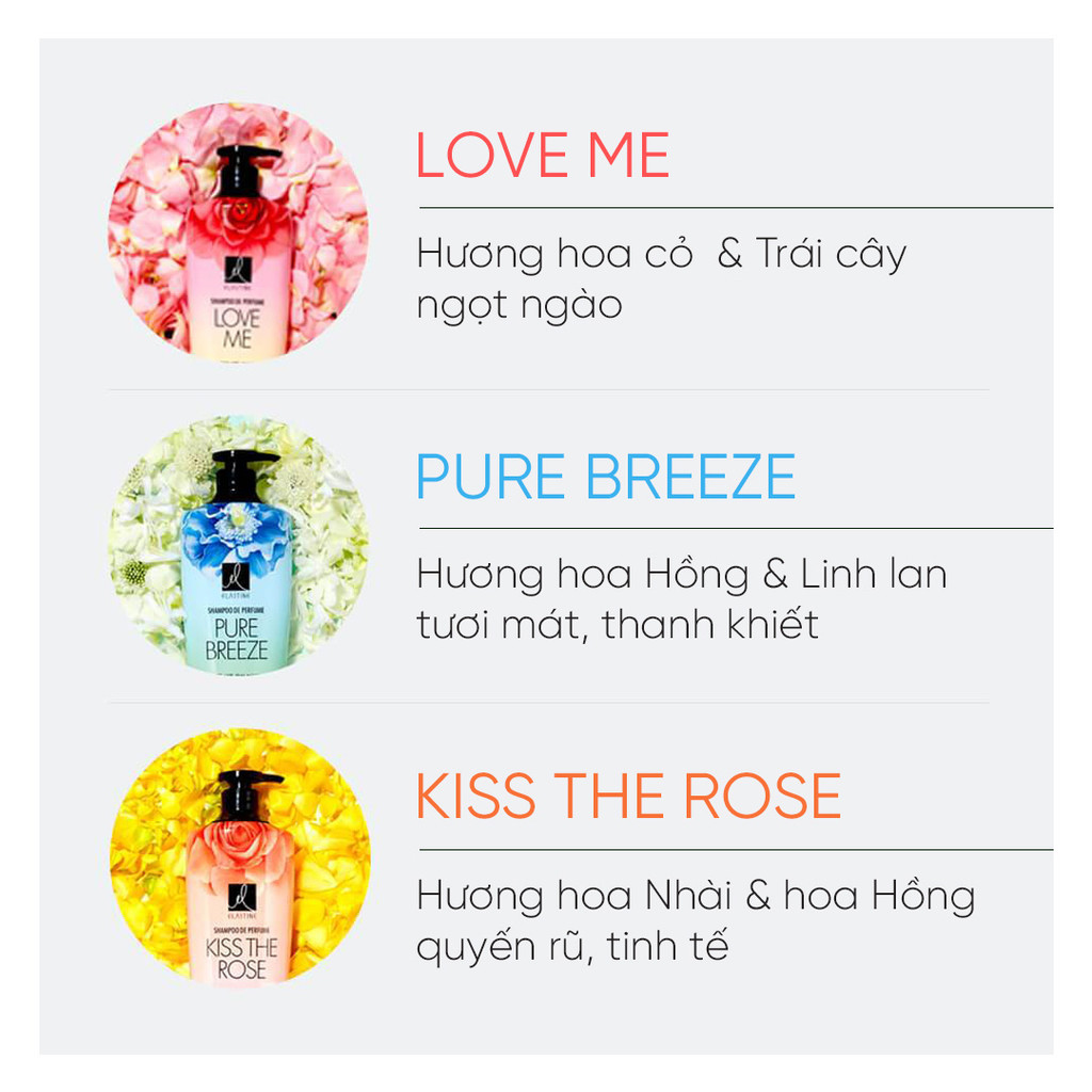 [LG Daily Beauty Official] Bộ đôi Dầu gội xả Elastine De Perfume hương nước hoa Kiss the rose ...