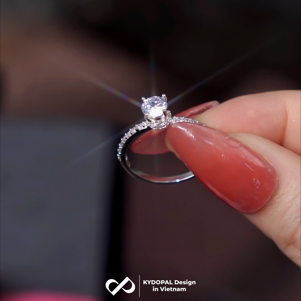 Nhẫn bạc nữ 925 KYDOPAL nữ đính đá đơn giản cá tính trang sức bạc Ý cao ...