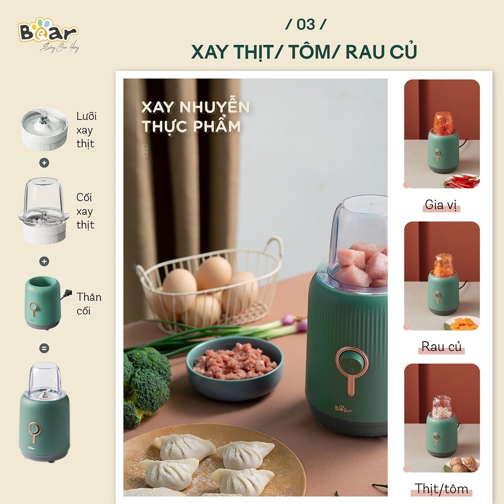 Máy Xay Sinh Tố Bear 3 Cối Dung Tích 1L Máy Xay Hoa Quả Máy Xay Ăn Dặm ...
