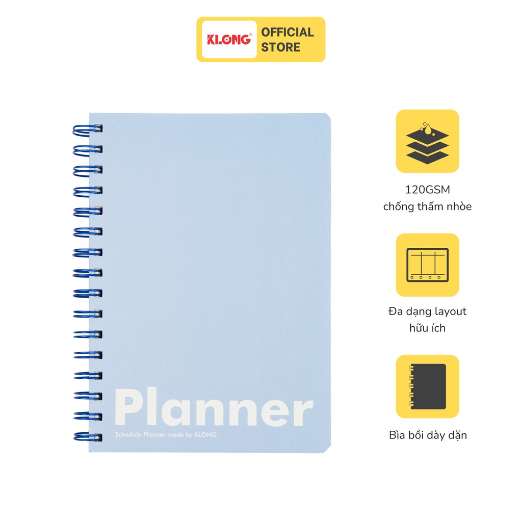 Sổ kế hoạch lò xo kép Planner KLONG A5 180 trang 120/76; MS: 944 | Shopee Việt Nam