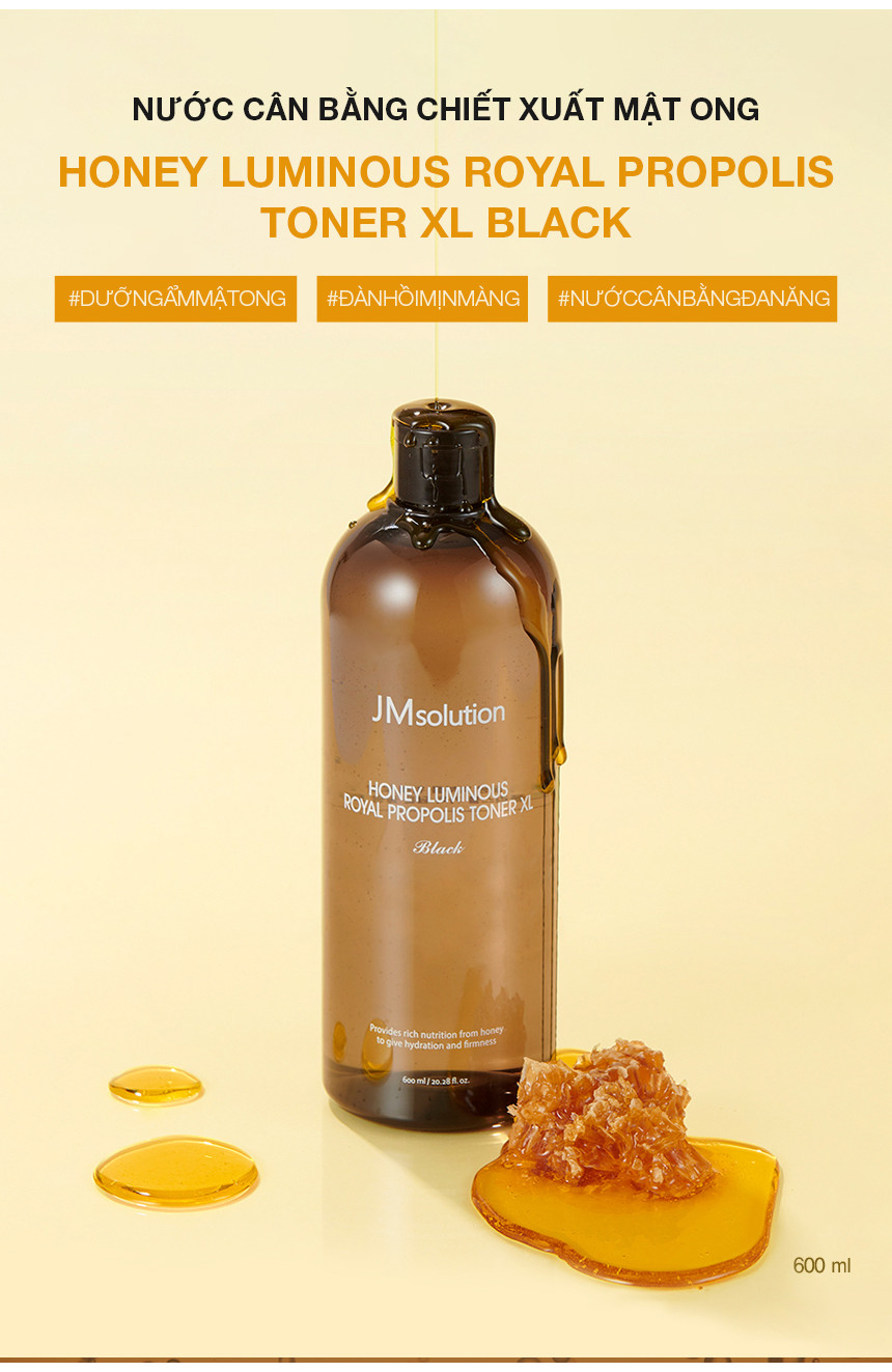 Nước Cân Bằng Chiết Xuất Mật Ong JMsolution Honey Luminous Royal Propolis Toner Xl Black 600ml ...