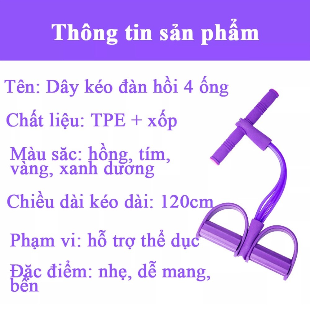 Dây Kéo Đàn Hồi 4 Ống Cao Su Đếm Số Tự Động Cao Cấp Tập Thể Dục TOPBODY ...