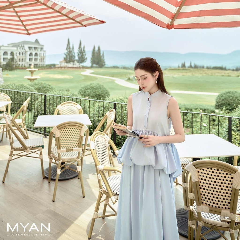 MYAN DESIGN Áo Sát Nách Nữ Dáng Boom Thiết Kế Kèm Chân Váy Xoè Dáng Dài Thanh Lịch Avn042434 ...