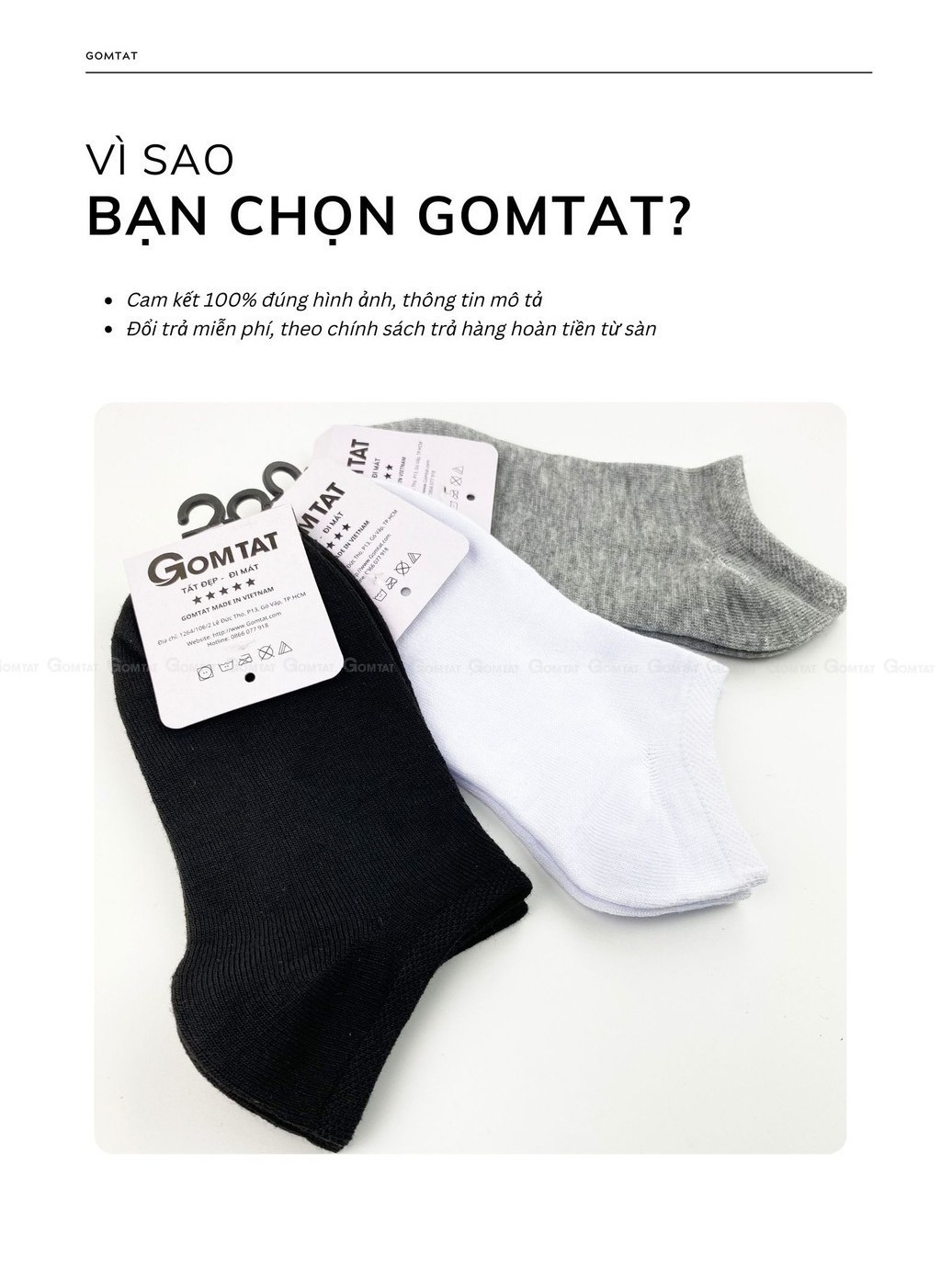 Combo 10 đôi vớ nam cổ ngắn GOMTAT, tất nam chất liệu cotton khử mùi ...