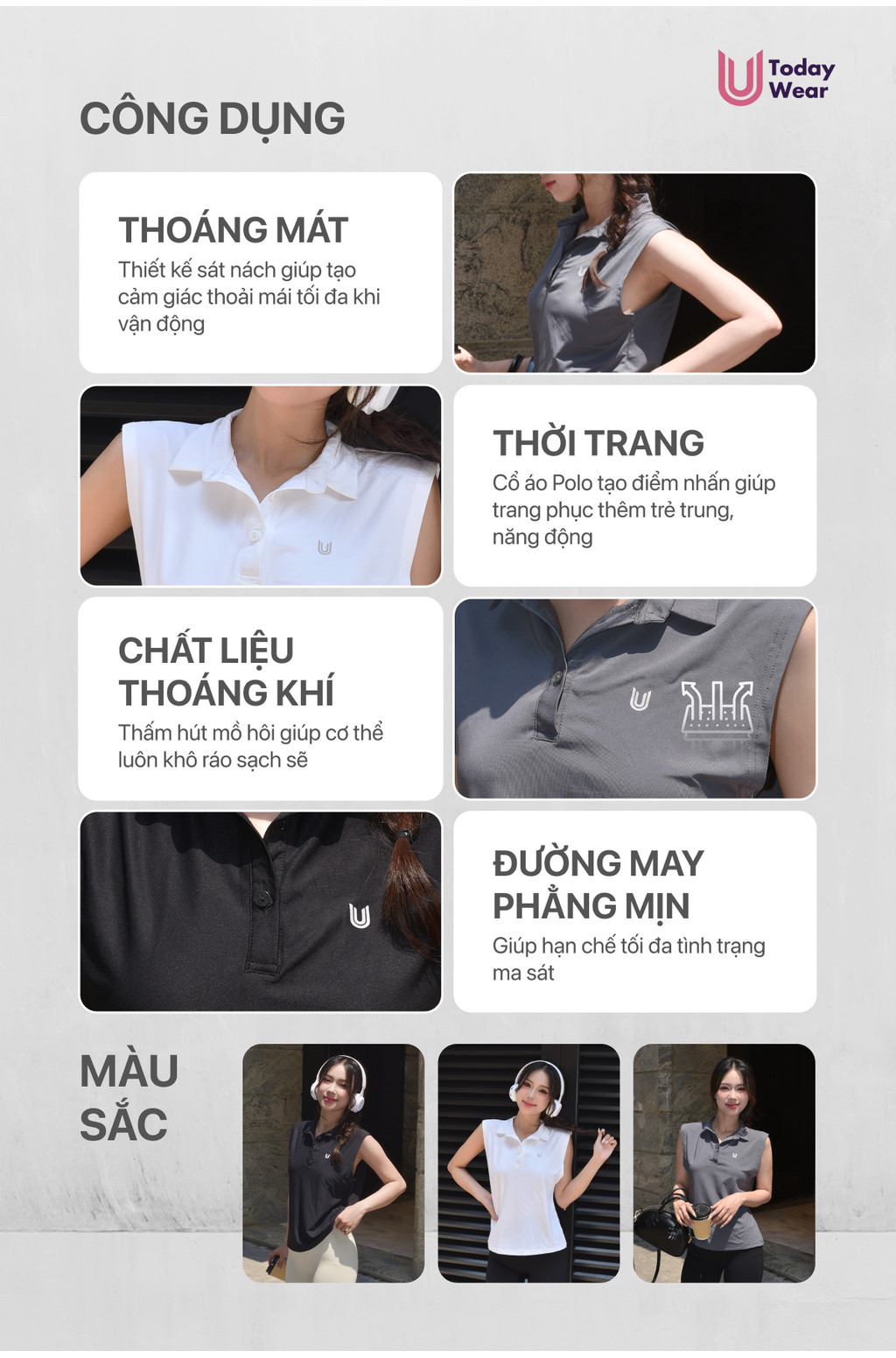 [Xả Hàng Giá Sốc] Áo thể thao cổ polo nữ Ceci Top Today U Wear tập gym ...
