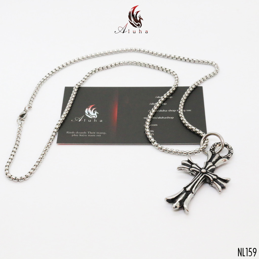 Dây chuyền Titan không rỉ họa tiết gothic thánh giá đôi (2 mặt giống ...