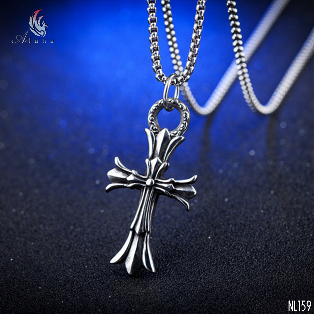 Dây chuyền Titan không rỉ họa tiết gothic thánh giá đôi (2 mặt giống ...