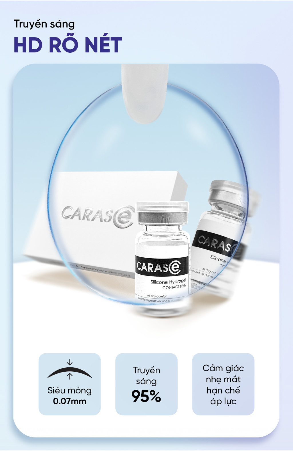 Kính áp tròng khoá ẩm 12H 1 Tháng CARASE, Lens cận màu nâu/ xám LAVIER BROWN/ CHOCO/ GRAY (1 bên ...