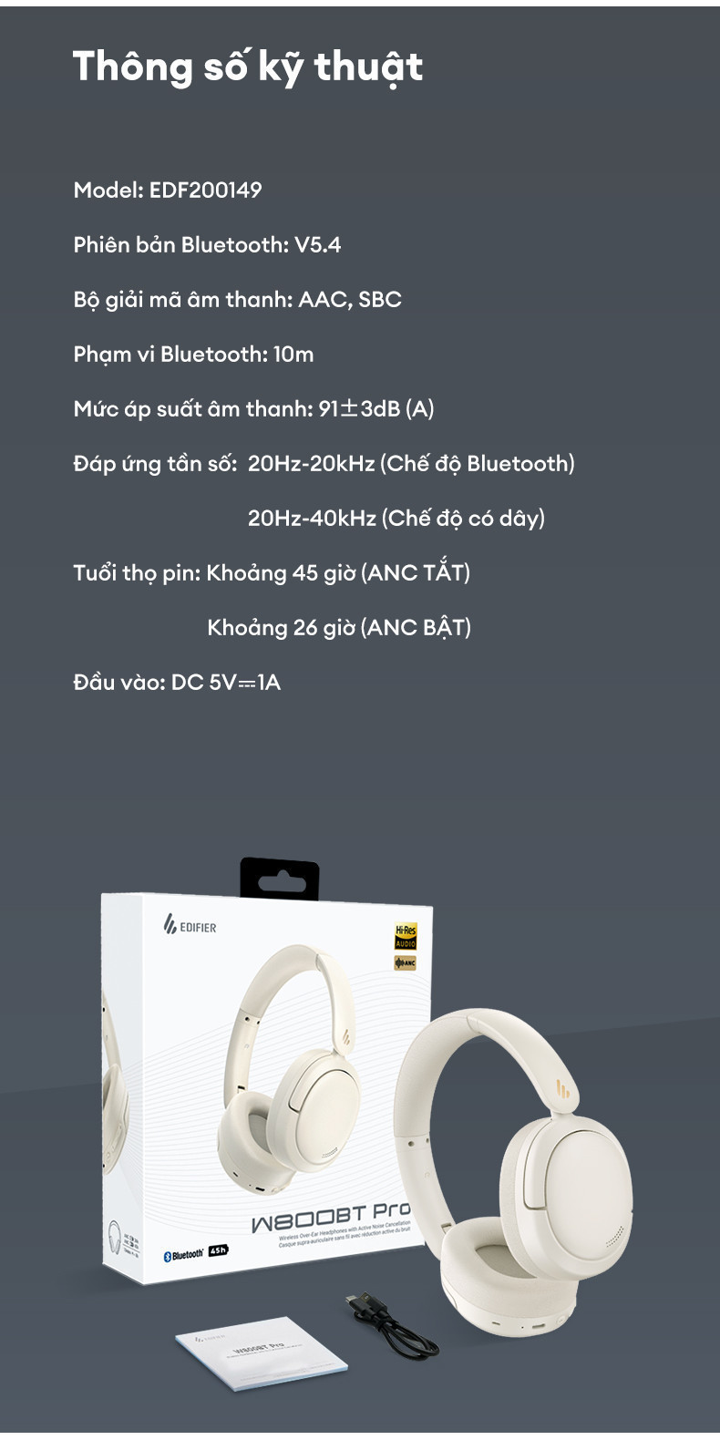 Tai Nghe Bluetooth Chụp Tai EDIFIER W800BT PRO/ATOM MAX | Chống Ồn Chủ ...