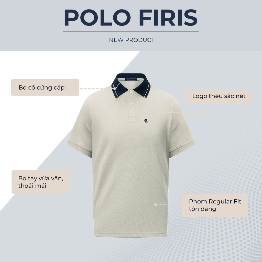 Áo polo nam FIRIS SMART "F" vải cá sấu cotton interlock xuất xịn, thanh ...