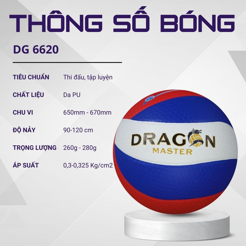 Banh bóng chuyền da Dragon Master DG 6620 da PU tiêu chuẩn thi đấu tập ...