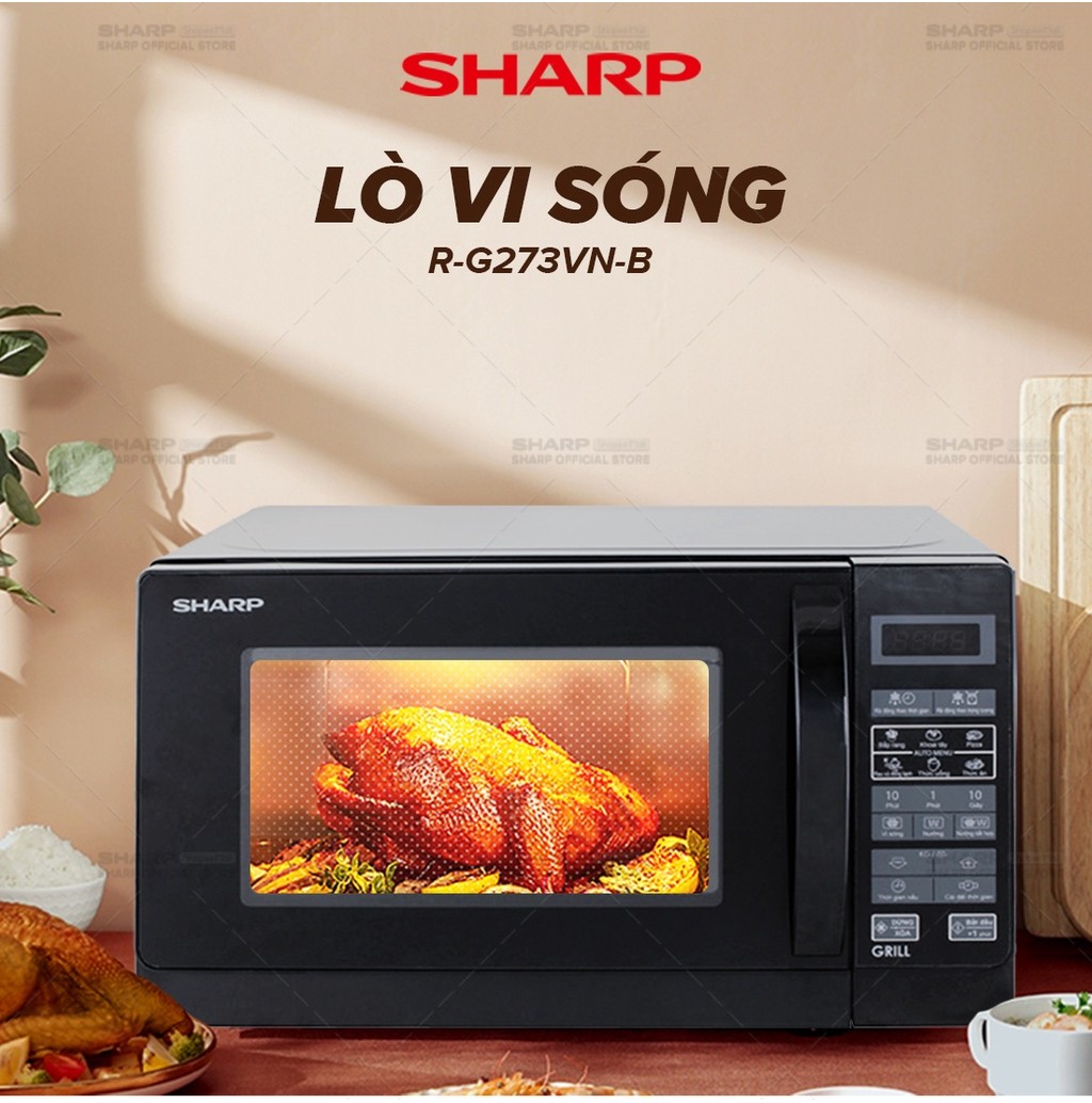 [Sharp x Shopee Live 14/1] Lò Vi Sóng Kết Hợp Nướng Sharp R-G273VN-B 20L | Shopee Việt Nam