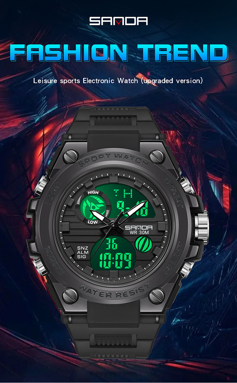 Đồng hồ LED thể thao đa năng thời trang chống nước SANDA 739-2 dành cho nam | Shopee Việt Nam