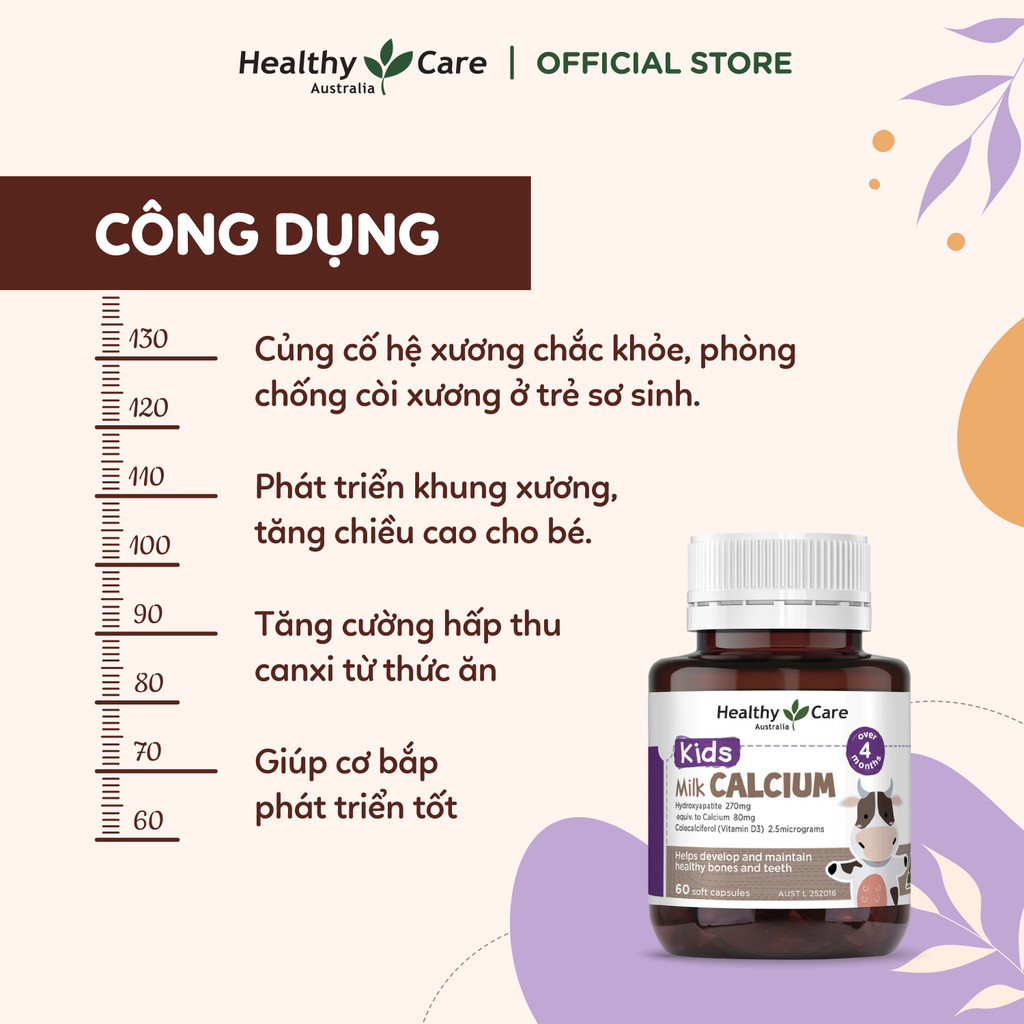 Viên Uống Canxi Sữa Cho Bé Healthy Care Kids Milk Calcium Hộp 60 Viên ...