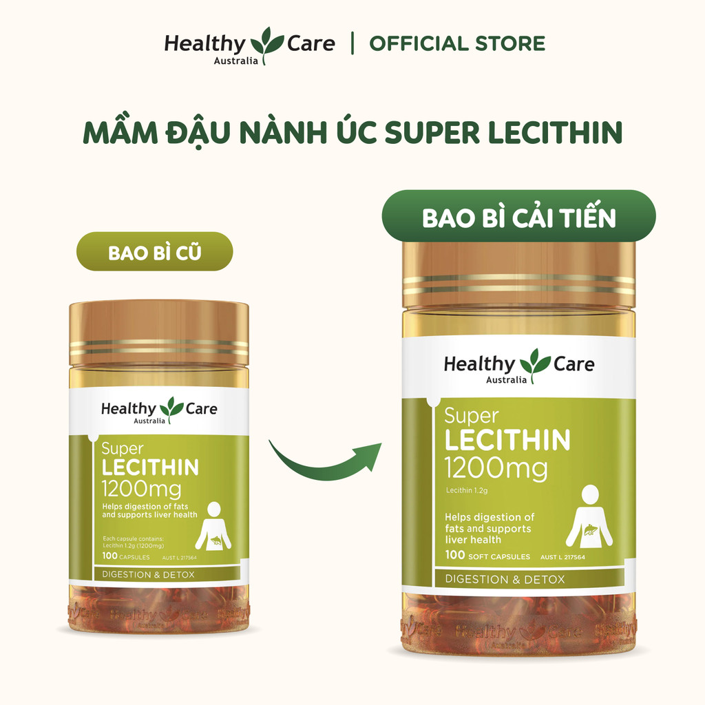 Mầm đậu nành Healthy Care Super Lecithin 1200mg của Úc 100 viên | Shopee Việt Nam