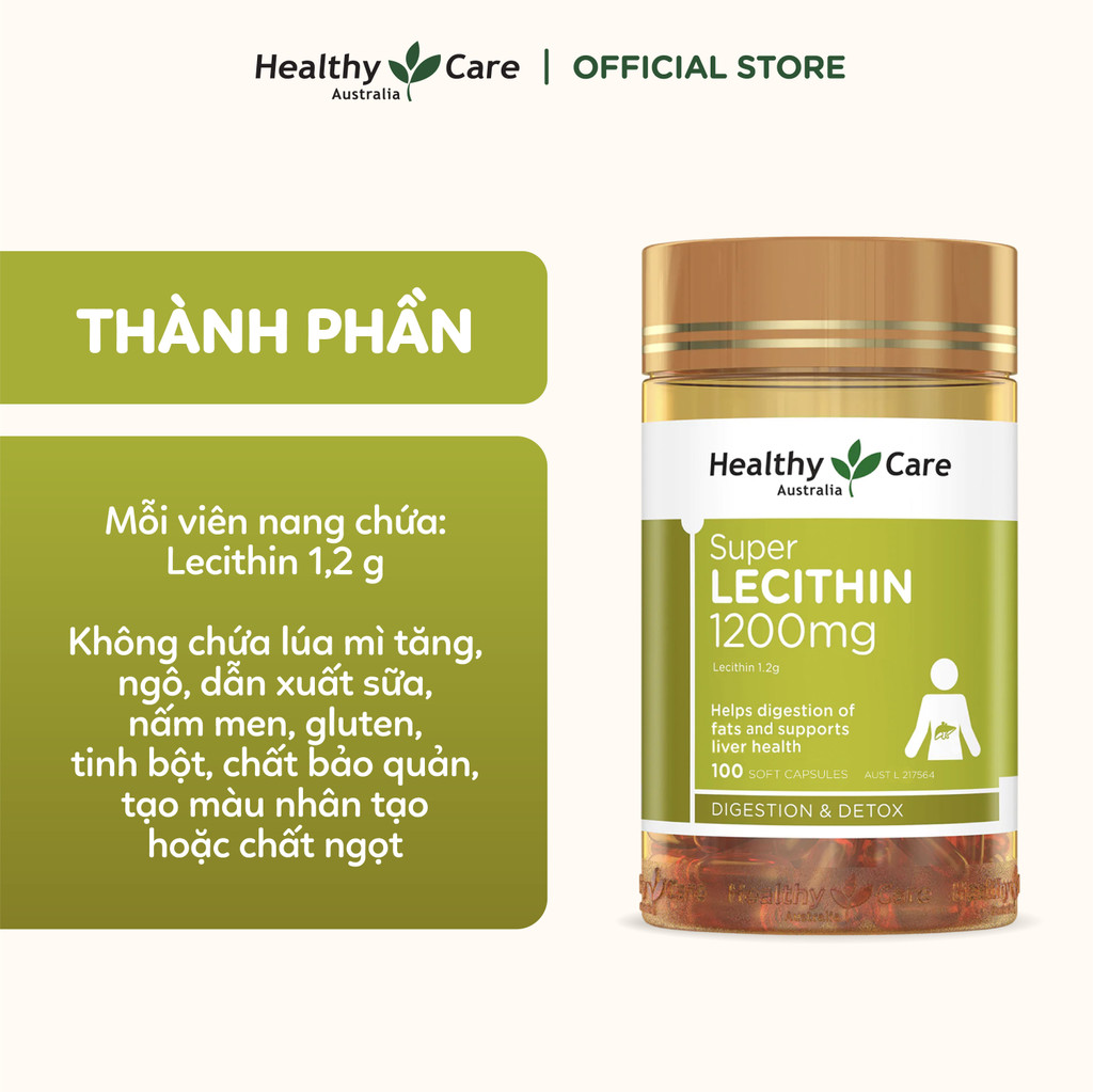 Mầm đậu nành Healthy Care Super Lecithin 1200mg của Úc 100 viên | Shopee Việt Nam