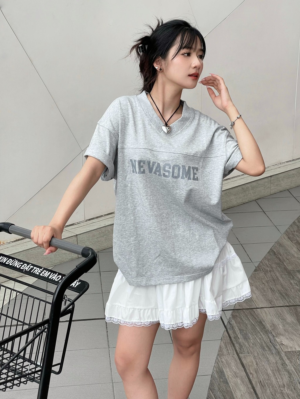 Áo Thun Boxy Local Brand NEVASOME V-Neck Basic Tee Cotton 260 gsm Tay ...