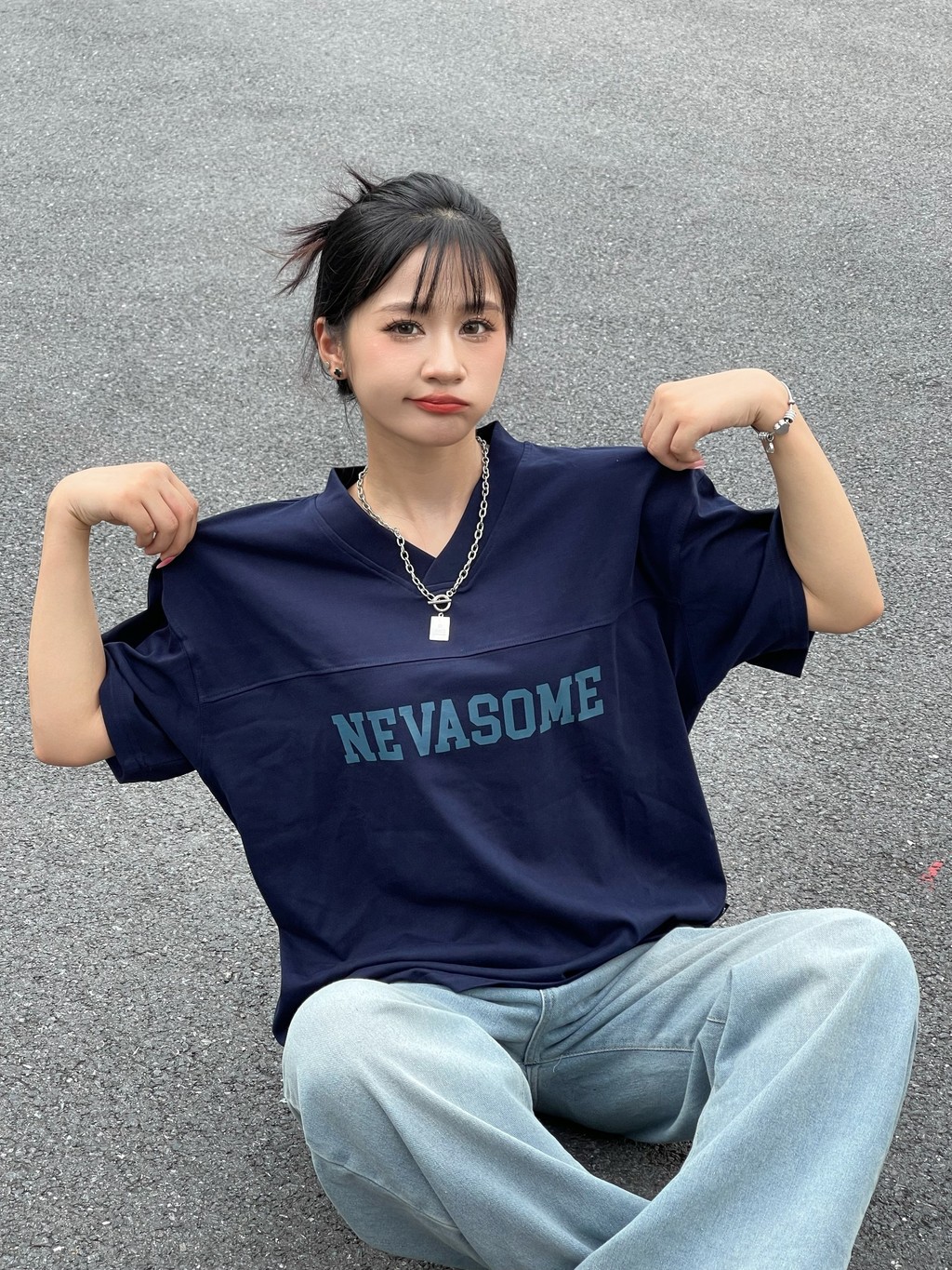 Áo Thun Boxy Local Brand NEVASOME V-Neck Basic Tee Cotton 260 gsm Tay ...