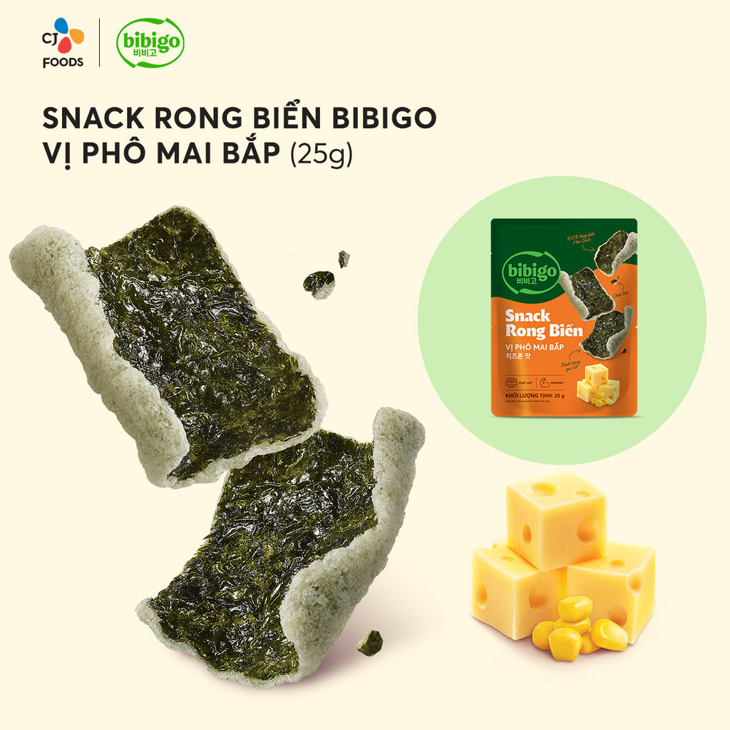 Snack Rong biển ăn liền Hàn Quốc Bibigo vị Phô mai bắp 25g | Shopee ...