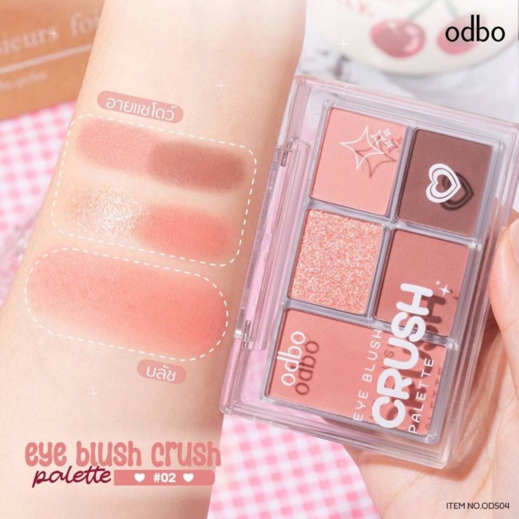 Phấn Mắt Odbo 5 Ô Eye Blush Crush Palette ODS04 Bảng Mắt kèm Má Hồng Thái Lan 6g mịn lì lâu trôi ...