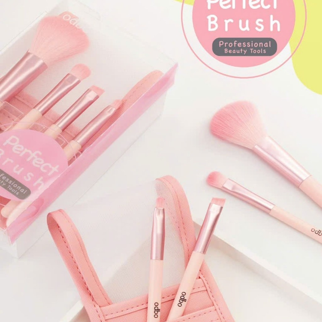 Bộ cọ trang điểm 4 cây Odbo Perfect Brush OD838 tặng kèm túi đựng nhỏ gọn tiện lợi đa năng đầu ...