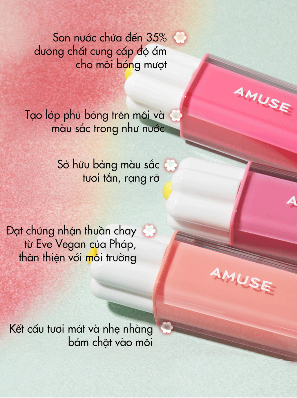(Quà tặng không bán) Son Nước Bóng Thuần Chay Amuse Dew Tint 0.9g (màu 08 Amethyst) + túi đựng ...