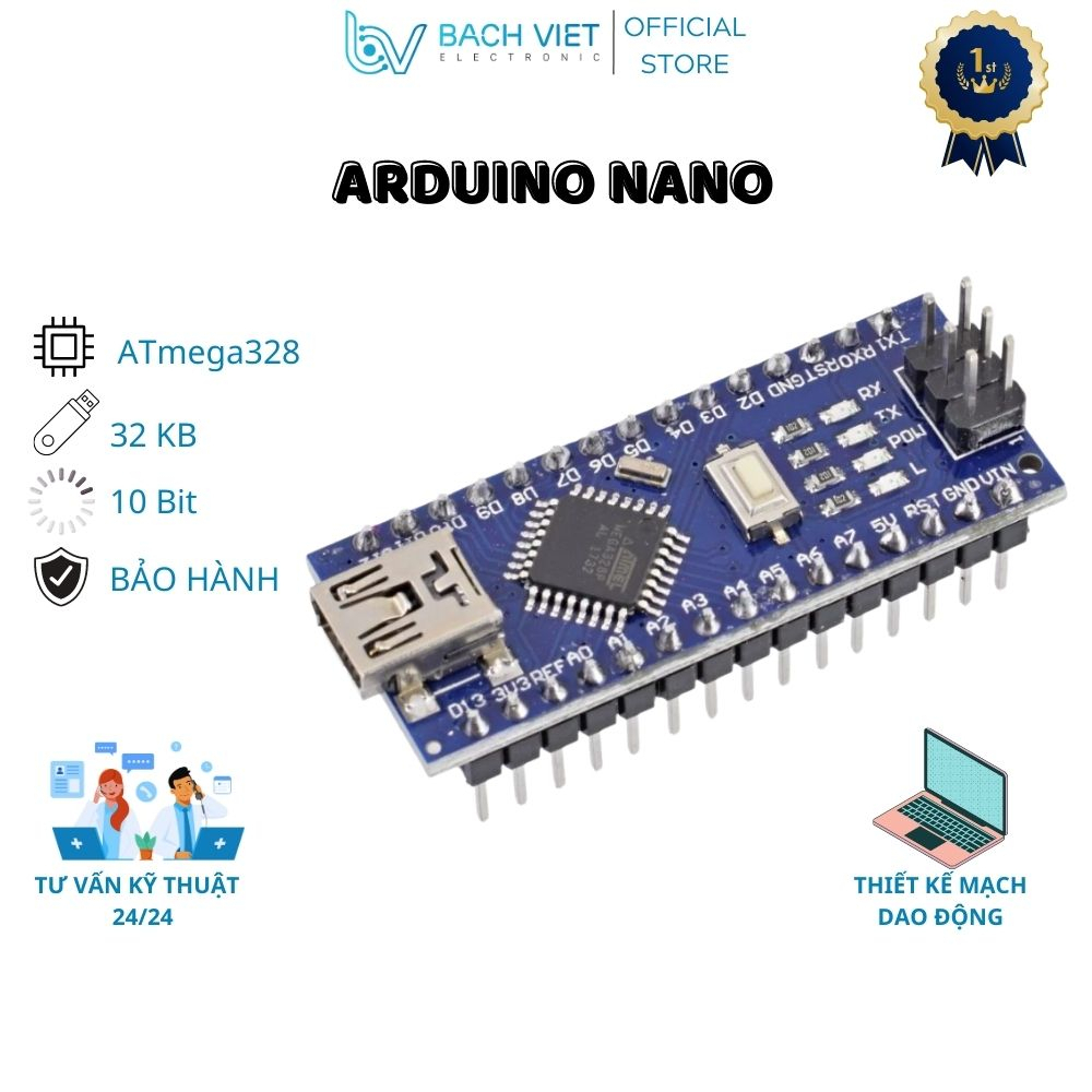 Kit Arduino Nano V3.0 Atmega328 Ch340 bo mạch lập trình nhúng ứng dụng ...