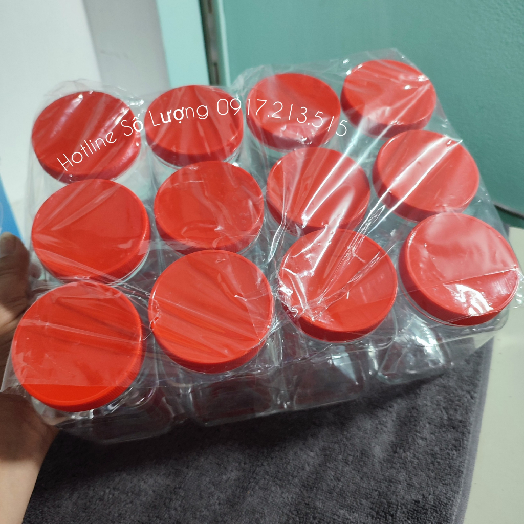 COMBO 12 Hủ nhựa nhỏ nắp đỏ muối tôm 135/190/230ml | Shopee Việt Nam