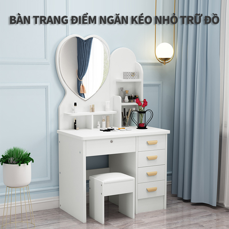 Bàn trang điểm kèm gương hình trái tim đặt trong phòng ngủ Tối giản ...