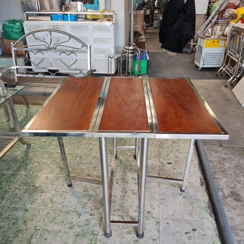 Bàn xếp inox 3 mảnh hình vuông , kích thước 100cm x 100cm cao 75cm ...
