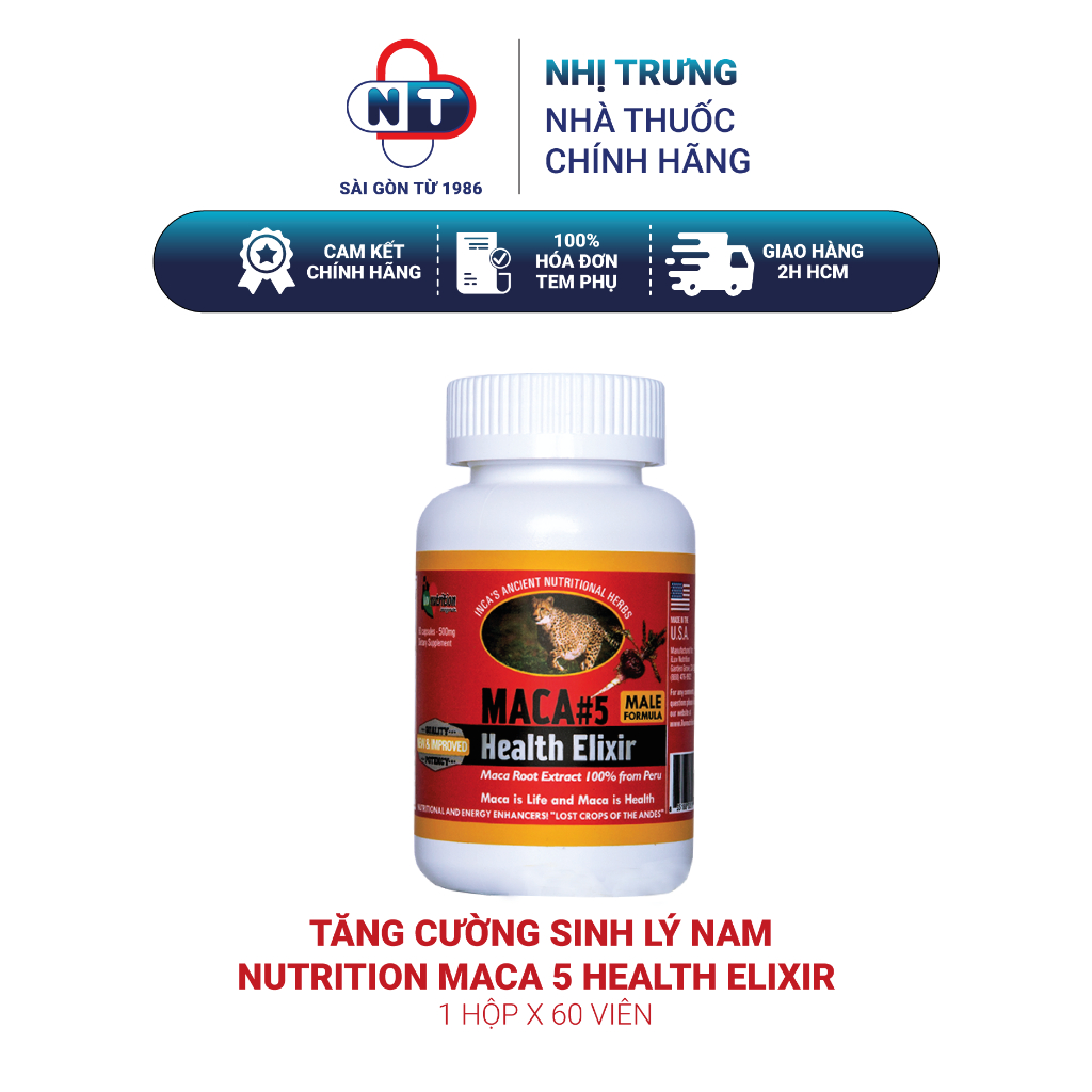 Tăng cường sinh lý nam Nutrition Maca 5 Health Elixir 60 viên | Shopee ...