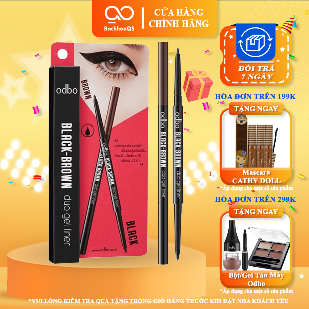 Bút Dạ Kẻ Mắt Nước 2 Đầu Màu Đen Và Nâu Odbo Black-Brown Duo Gel Liner OD359 | Shopee Việt Nam