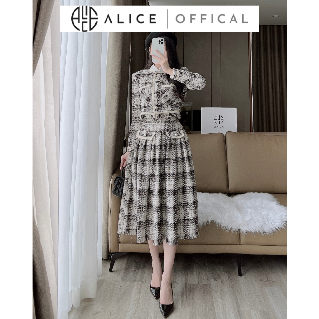 Set Váy Dạ Cao Cấp Áo Cổ Tàu Croptop Kèm Chân Váy Dài Dáng Xòe Xếp Ly ...