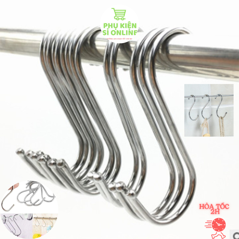Set 10 Móc treo inox đa năng hình chữ S, inox cao cấp dày dặn, không gỉ ...