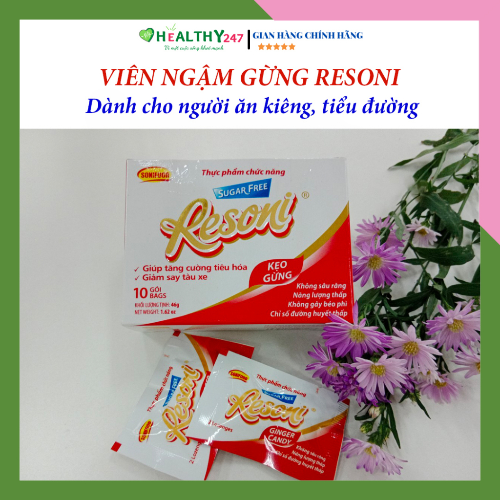 Viên ngậm/Kẹo gừng Resoni hộp 46g | Shopee Việt Nam