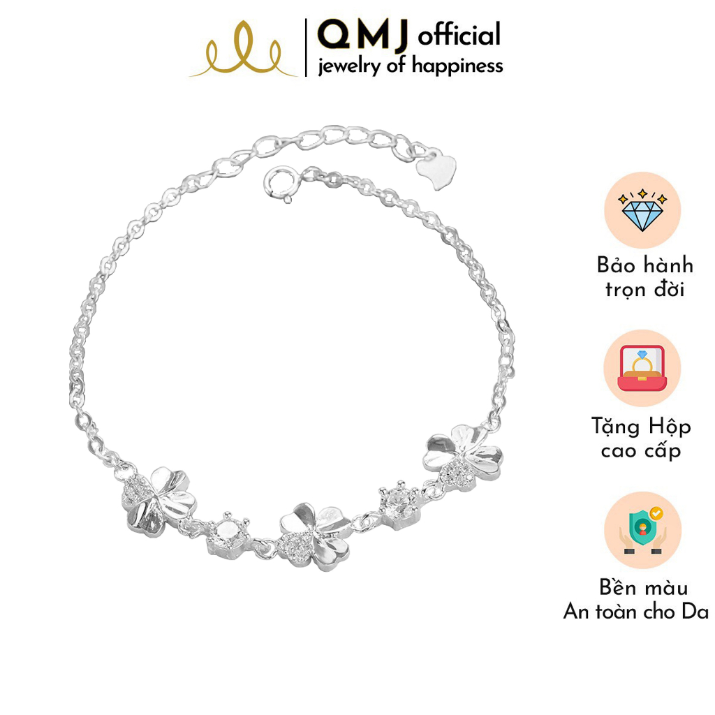 Lắc tay bạc nữ QMJ Cỏ 4 lá may mắn - Q387 | Shopee Việt Nam