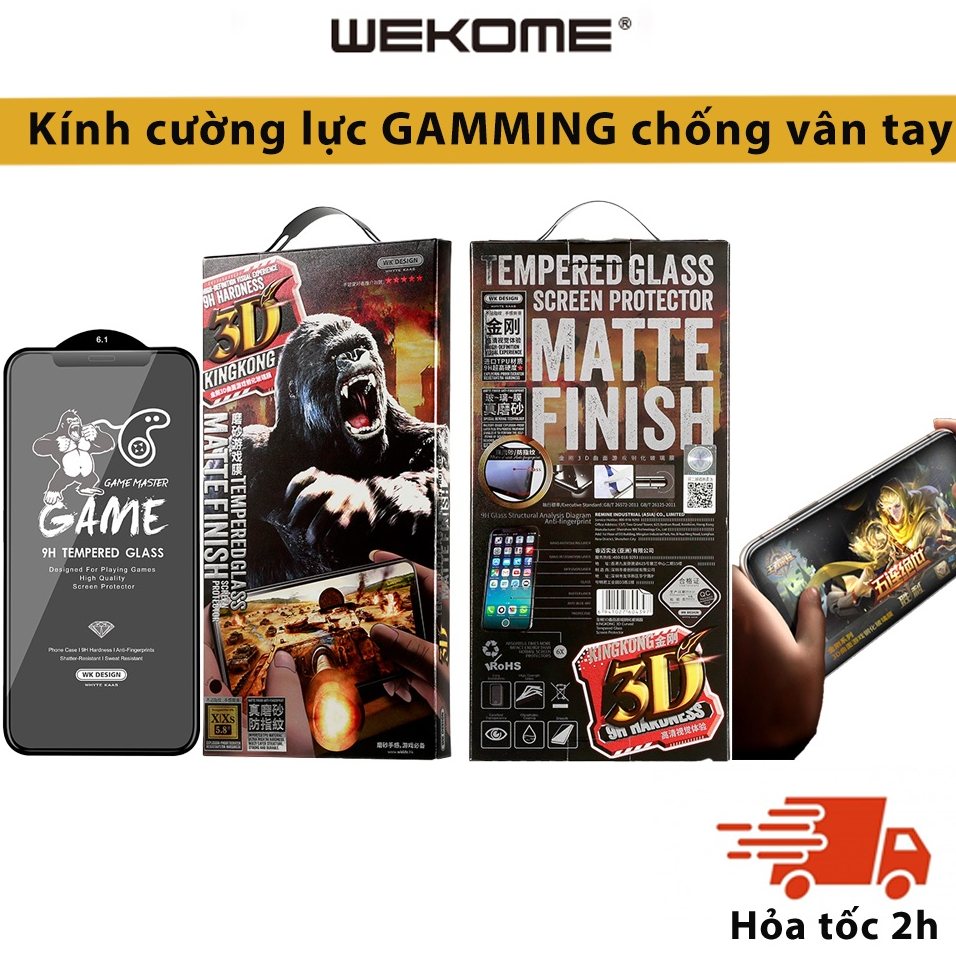 Kính Cường lực Chống vân tay KINGKONG WEKOME Nhám AG chống mồ hôi chơi ...