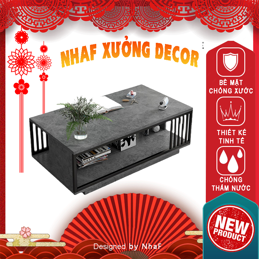 [MẪU MỚI] Bàn Trà,Bàn Đọc Sách Hình Hộp Chữ Nhật mặt gỗ Hoạ Tiết Đá Hoa ...