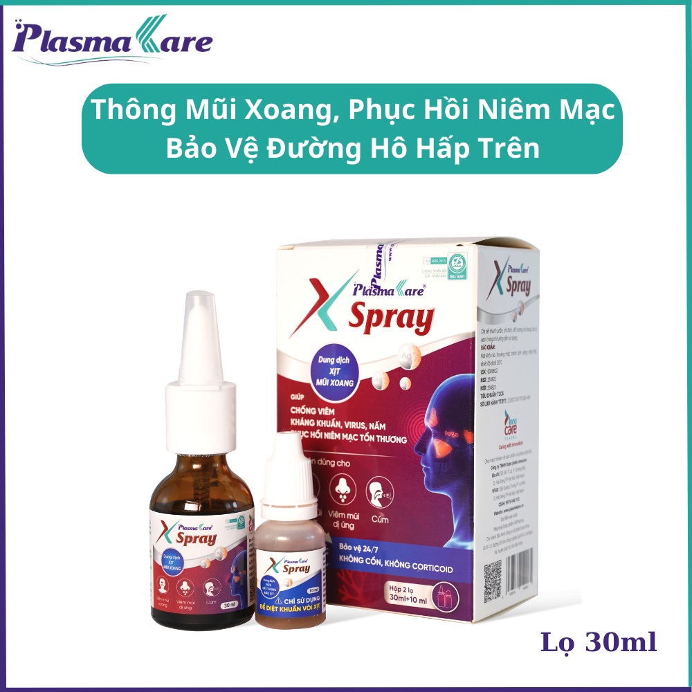 Xịt mũi xoang nano bạc PlasmaKare X Spray 30ml vệ sinh làm sạch mũi ...