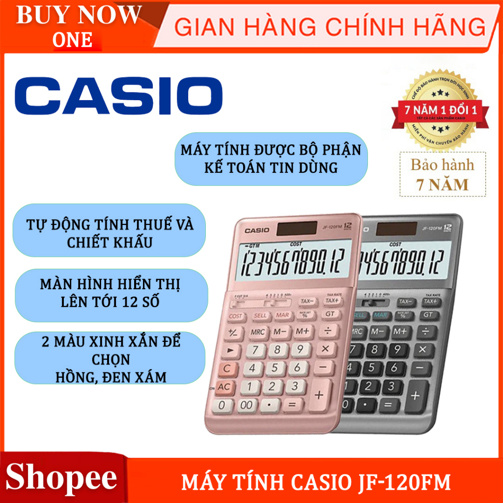 Máy tính Casio JF-120FM, tự động tính thuế, chiết khấu là trợ thủ của kế toán - bảo hành 7 năm ...