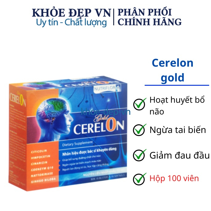 Hoạt huyết dưỡng não Ginkgo Biloba Cerelon Gold giúp hoạt huyết, bổ não ...