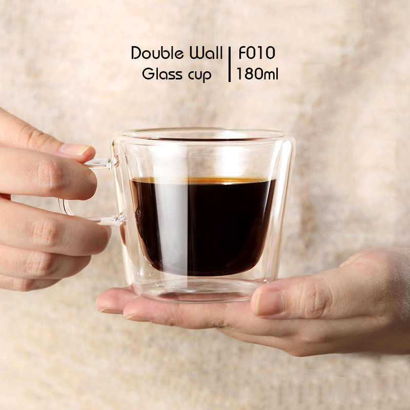 Bộ 2 tách trà thủy tinh chịu nhiệt F010/2 180mL - Bộ ly thủy tinh 2 lớp cao cấp cho cafe, trà ...
