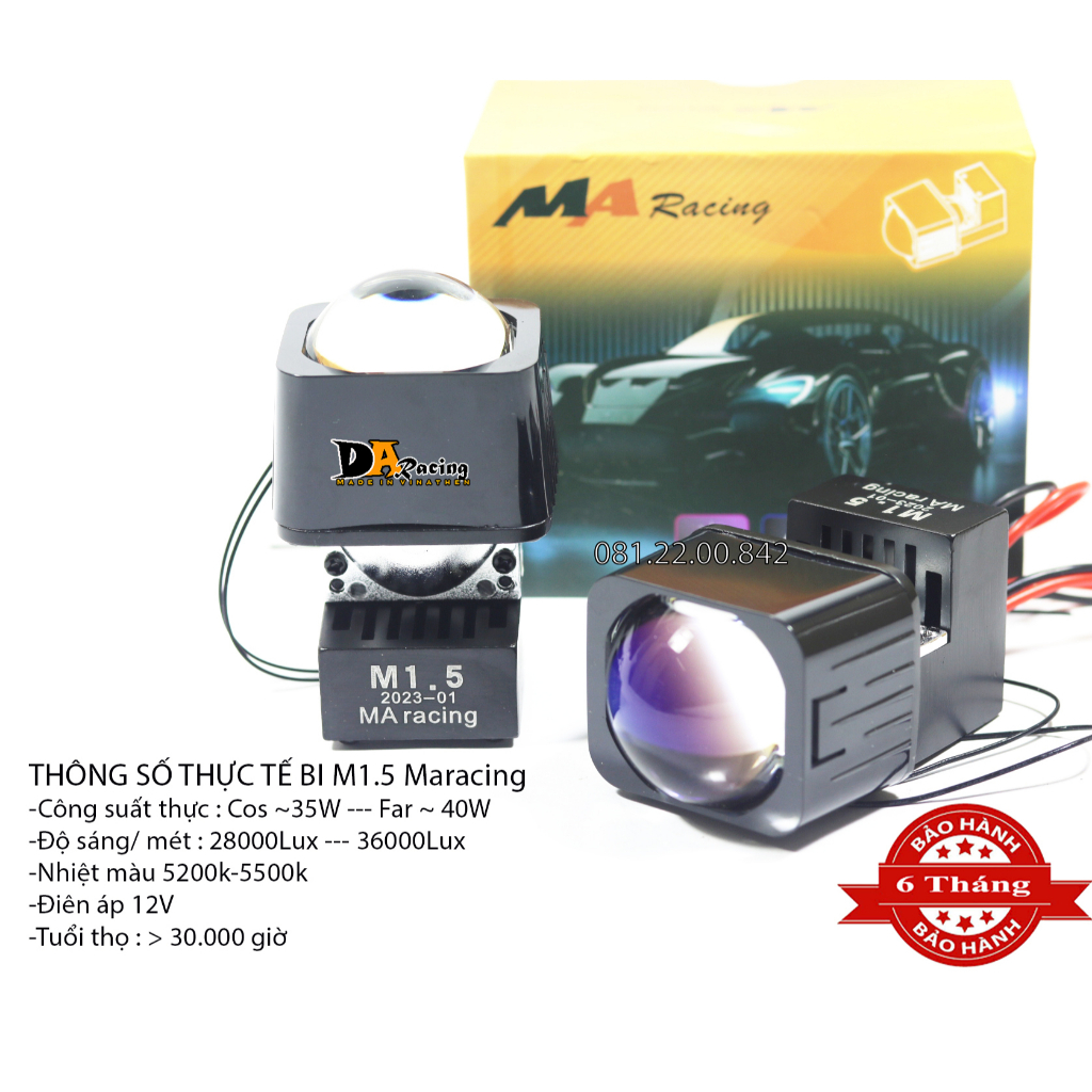 Đèn Bi Led M1.5. Chính Hãng MAracing Kính Tím full phụ kiện | Shopee ...