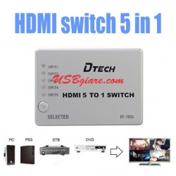 BỘ GỘP HDMI 5 VÀO 1 RA (HD 1.4) CÓ REMOTE DTECH DT-7021 | Shopee Việt Nam