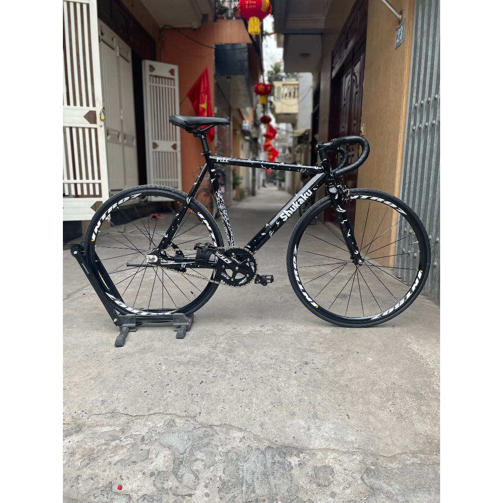 Xe đạp fixed gear Shukaku đen vành intro 7 đùi ota có lắp phanh ...